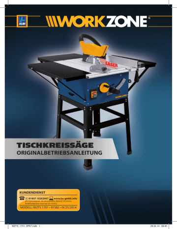 Workzone WZTS 1701 Table Saw Bedienungsanleitung | Manualzz
