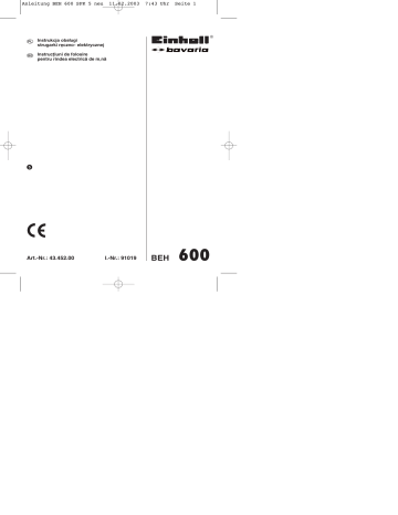 EINHELL Bavaria BEH 600 Planer Instrucciones de operación | Manualzz