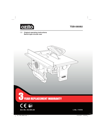 Ozito TSB-0808U Table Saw Instructions | Manualzz