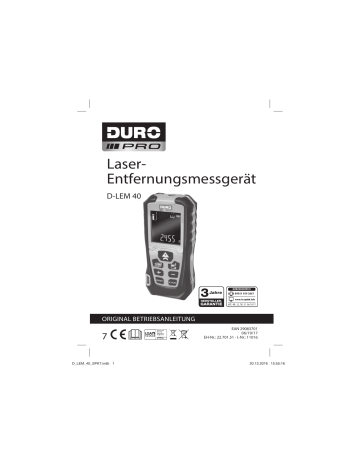 Duro Pro D-LEM 40 Laser Measuring Tool Bedienungsanleitung | Manualzz