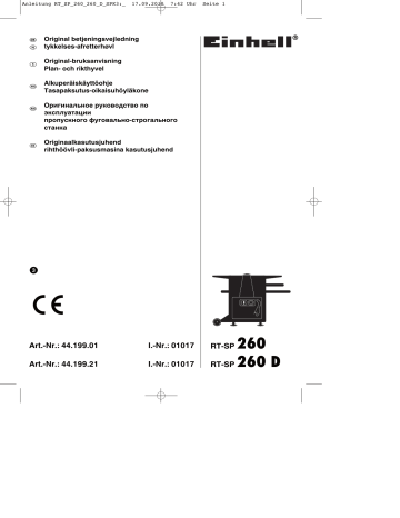 Einhell Red RT-SP 260 D Stationary Planer Betjeningsvejledning | Manualzz