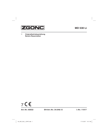 Zgonc MD 530 Li Petrol Lawn Mower Bedienungsanleitung | Manualzz