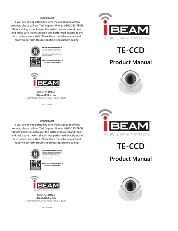 iBEAM TE-CCD Heavy Duty Commercial Dome Camera Instruction manual ...