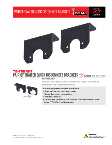 iBEAM TE-TRBRKT Pair of Trailer Quick Disconnect Brackets Product ...