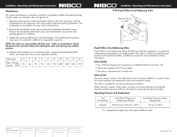 Nibco F739 Fixed Orifice Circuit Balancing Valve Installation Manual ...