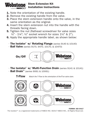 Nibco PP-R Pro Stem Extension Installation Manual | Manualzz