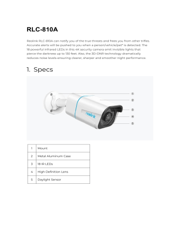 Reolink RLC-810A Quick Start Guide | Manualzz