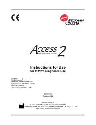 Beckman Coulter Access 2 - Owner's manual, Reference manual, Operating instructions