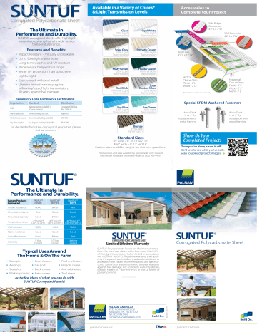 Suntuf 159862 26 in. x 6 ft. Red Brick Polycarbonate Roof Panel ...