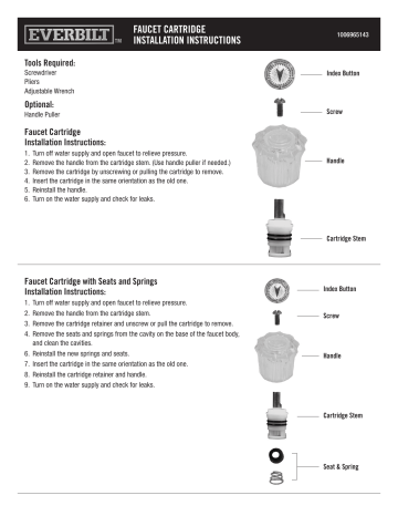 Everbilt 89036 Cartridge for Moen Instructions | Manualzz