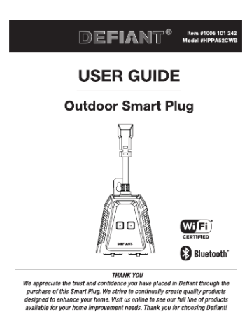 Defiant HPPA52CWB 15 Amp 120-Volt Smart Wi-Fi Bluetooth Outdoor Plug ...