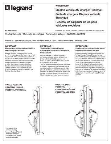 Legrand EV Charger Pedestal Installation Instructions | Manualzz
