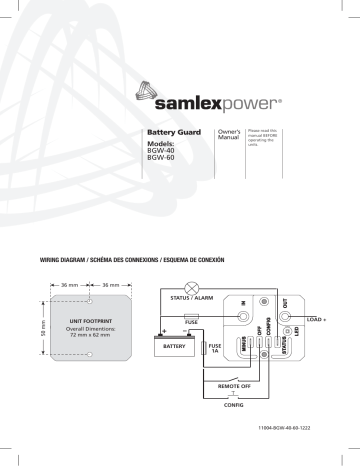 Samlex America BGW-40 40 Amp Battery Guard Owner’s Manual | Manualzz