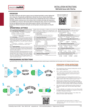 SensorSwitch WSXA Series Installation Instructions | Manualzz