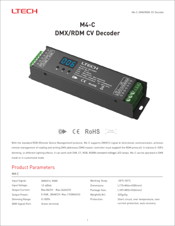 LTech M4-C DMX/RDM CV Decoder Owner's Manual | Manualzz