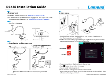 Lumens DC136 Installation Guide | Manualzz