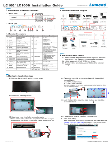 Lumens LC100 LC100N Installation Guide | Manualzz