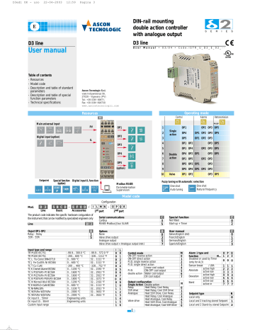 Ascon Tecnologic D3 Double action controller User Manual | Manualzz