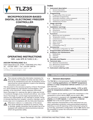 Ascon Tecnologic TLZ35 Thermostat Owner's Manual | Manualzz
