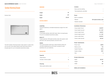 DCS WD1-30-SSOD Outdoor Warming Drawer Quick Reference Guide | Manualzz