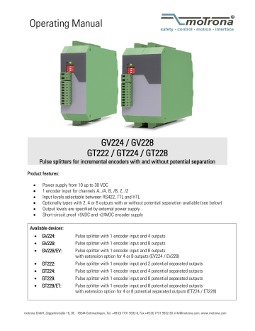 Motrona GV228/EV Owner's Manual | Manualzz