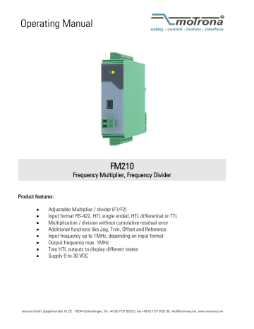Motrona FM210 Owner's Manual | Manualzz