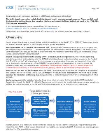 CEM ORACLE and SMART 6 Site Guide | Manualzz