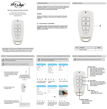 Skylink MK-MT Security Remote User Manual | Manualzz