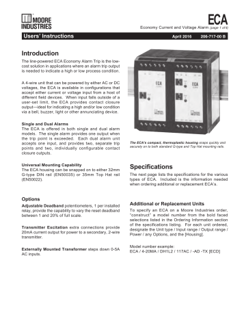 Moore Industries ECA-ECD Current and Voltage Alarm Owner's Manual ...