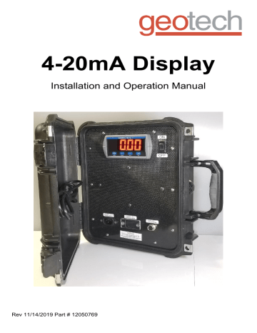 Geotech 4-20 mA Display Owner's Manual | Manualzz
