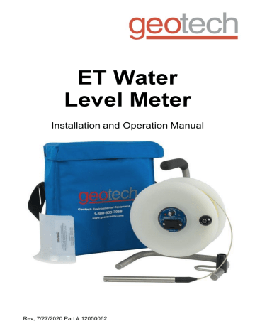 Geotech ET Water Level Meter Owner's Manual | Manualzz