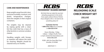 RCBS Reloading Scale Check Weight Set Instructions | Manualzz