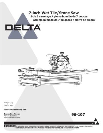 Delta 96-107 7" Cruzer Wet Tile/Stone Saw Owner's Manual | Manualzz
