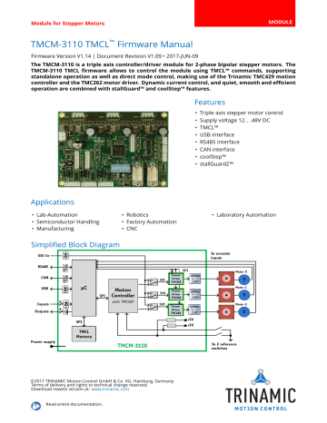 Trinamic TMCM-3110-TMCL Module Owner's Manual | Manualzz
