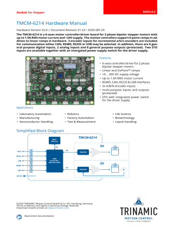 Trinamic TMCM-6214-TMCL Module Owner's Manual | Manualzz