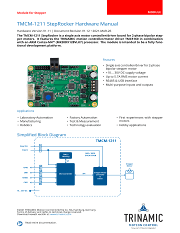 Trinamic TMCM-1211 StepRocker Module Owner's Manual | Manualzz
