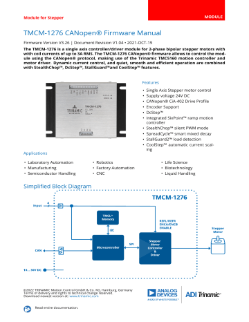Trinamic TMCM-1276-TMCL Module Owner's Manual | Manualzz