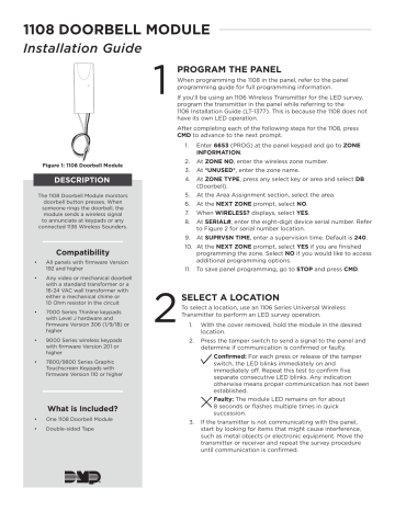 Digital Monitoring Products 1108 Doorbell Module Installation Guide ...