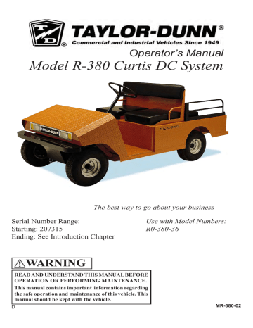 Taylor-Dunn R0-380 36V Curtis DC Owner's Manual | Manualzz