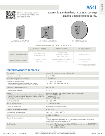 BEA MS41 Guía del usuario | Manualzz