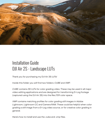 DJi Air 2S Landscape LUTs Installation Guide | Manualzz