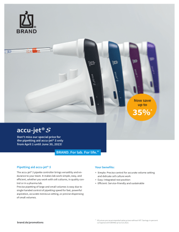 BRAND accu-jet S Pipette Controller Owner’s Manual | Manualzz