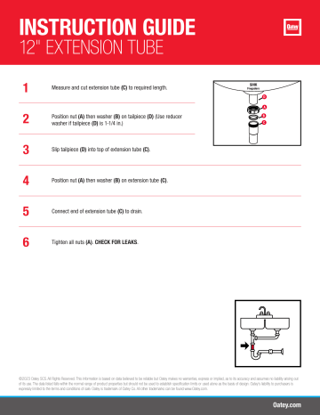 Oatey 12 Inch Extension Tube Instruction manual | Manualzz