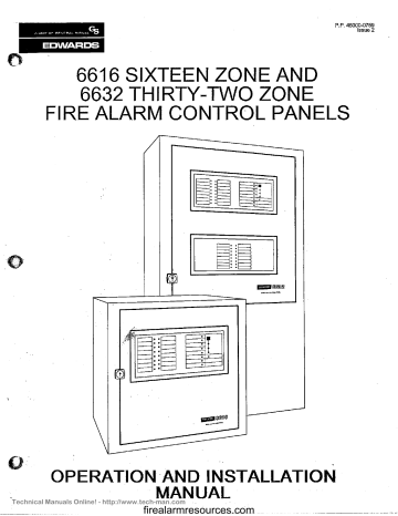 EDWARDS 6616 Fire Alarm Control Panel Owner’s Manual | Manualzz