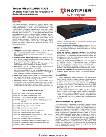 NOTIFIER Teldat VisorALARM Plus User Manual | Manualzz