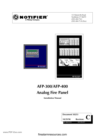 NOTIFIER AFP-400 Analog Fire Panel Instruction manual | Manualzz