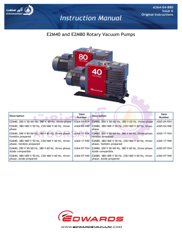 EDWARDS E2M40 Rotary Vacuum Pumps Instruction manual | Manualzz