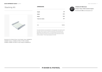 Fisher & Paykel 428122 Stacking Kit User Guide | Manualzz