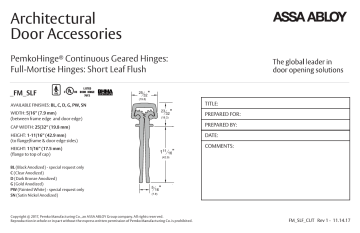ASSA ABLOY FM-SLF Aluminum Continuous Hinges Instruction manual | Manualzz