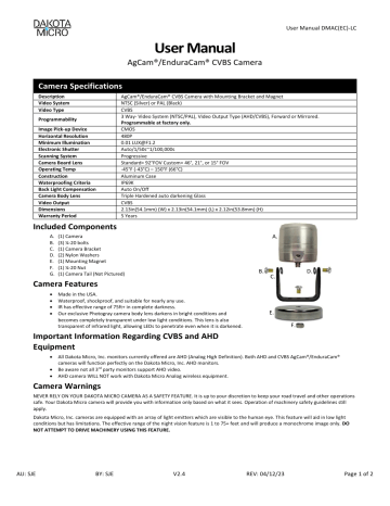 DAKOTA MICRO DMAC-LC AgCam EnduraCam CVBS Camera User Manual | Manualzz